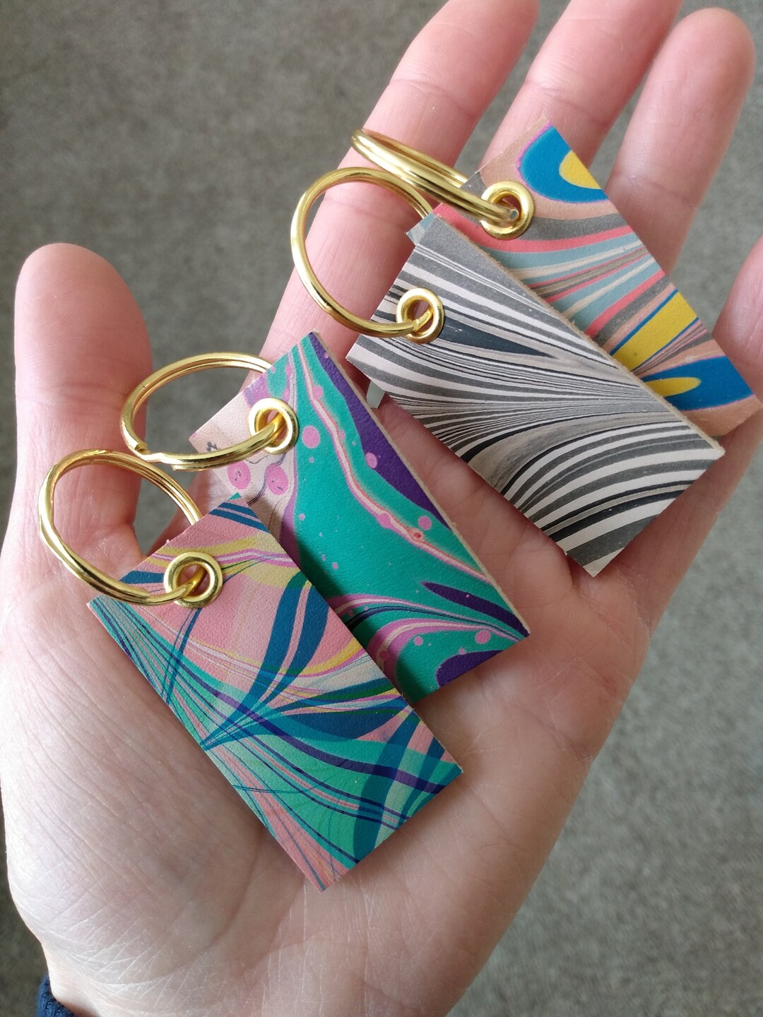 Marbled Leather Keychain Randomly Selected Marbled Keychain, 1 X 2 ...