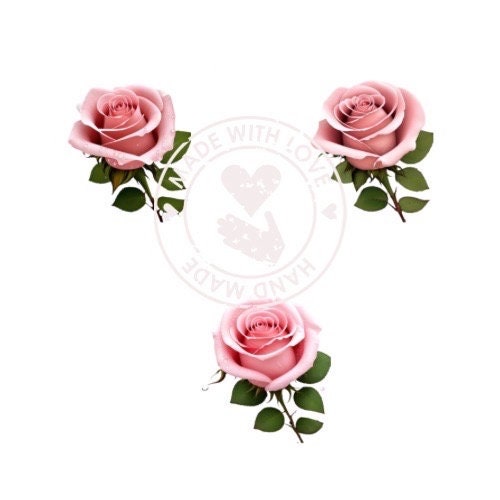 Rose Clipart transparent Background, Easy to Apply Instant Download: 3 ...