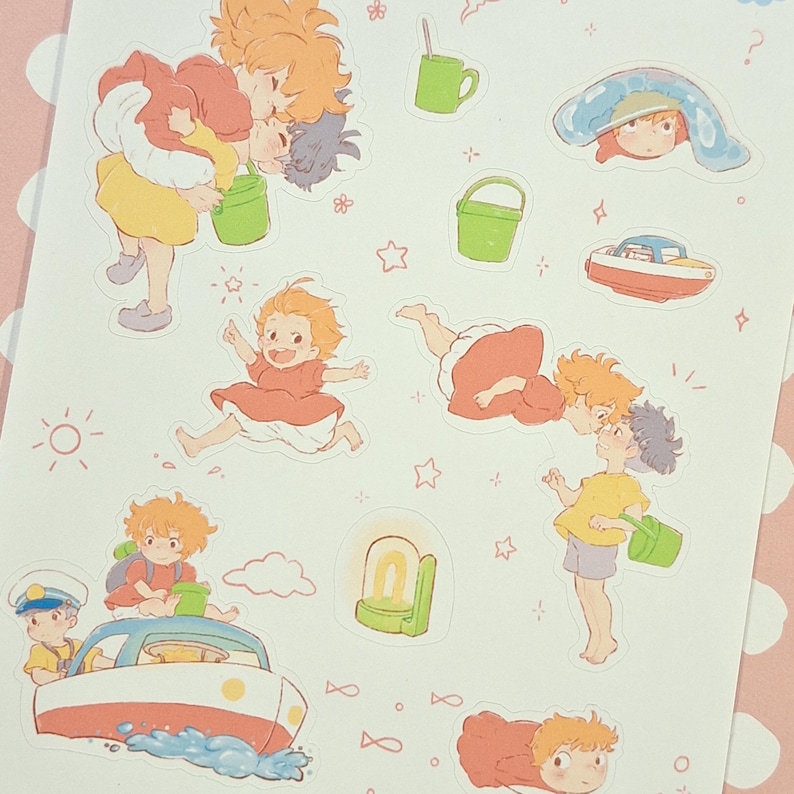 Ponyo and Sousuke Sticker Sheet Ghibli Fanart - Etsy