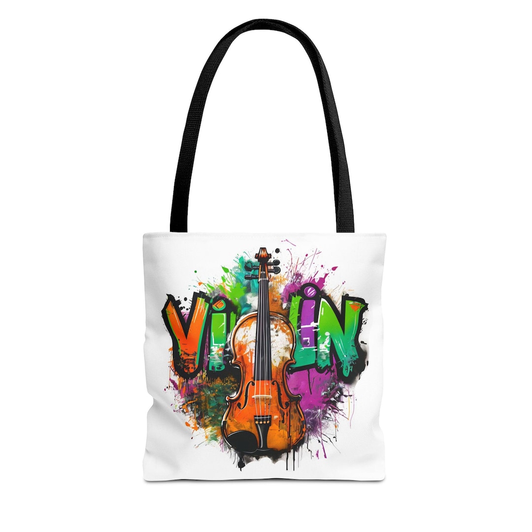 Colorful Violin Tote Bag, Music Lover Gift, Violin Art Carryall, Eco ...