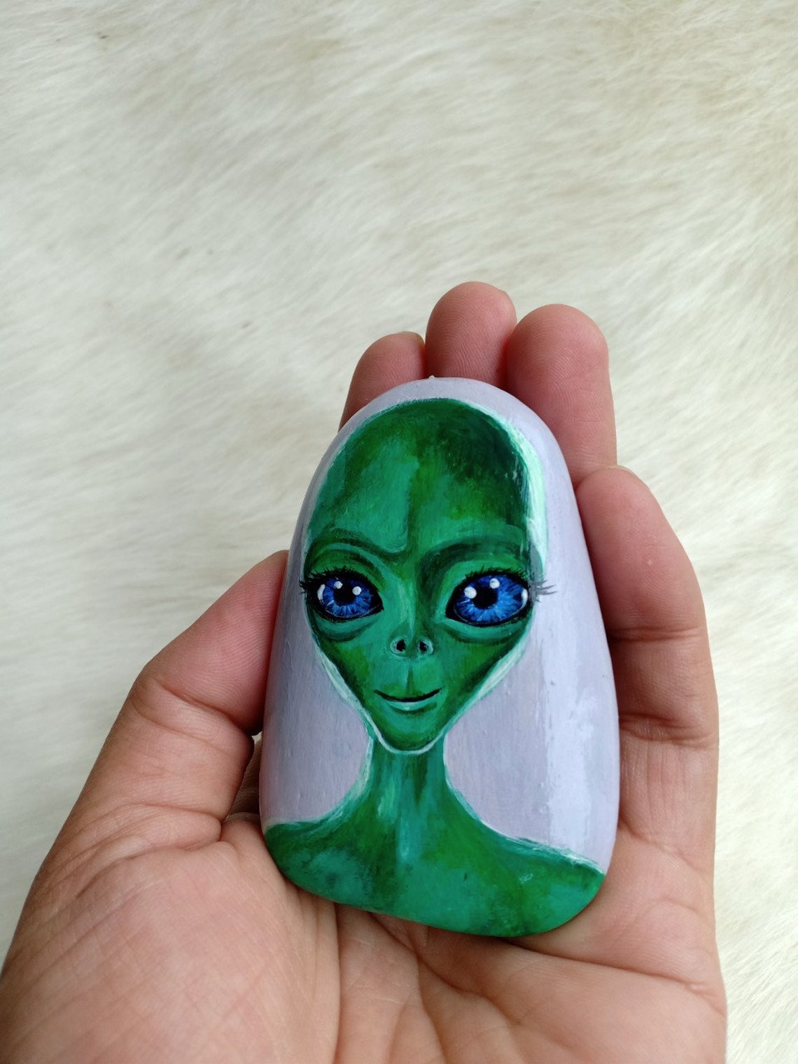 Alien Rock Alien Girl Painted Alien Painted Rock Hand | Etsy