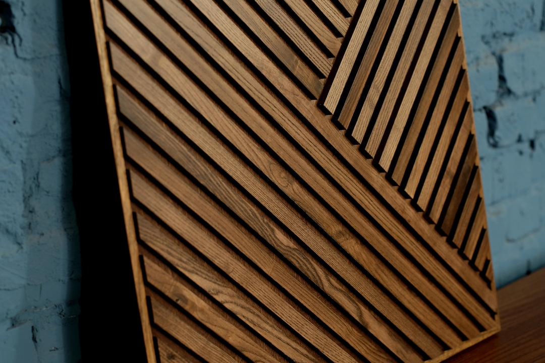 Ash Wood Slats Wall Art - Brown Loft Decor Panel - Etsy