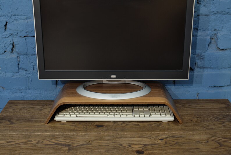 Wood Monitor Stand, Walnut Monitor Riser, Computer Monitor Stand Curved ...