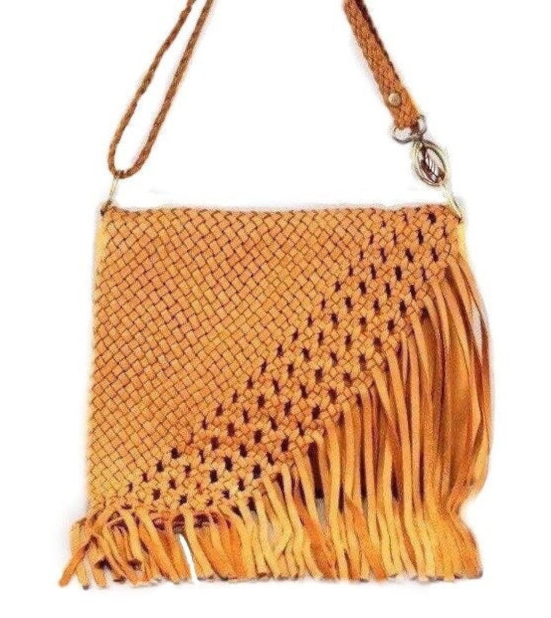 Fringed Diagonal Braided Boho Handbag, Handmade Woven Women Purse ...
