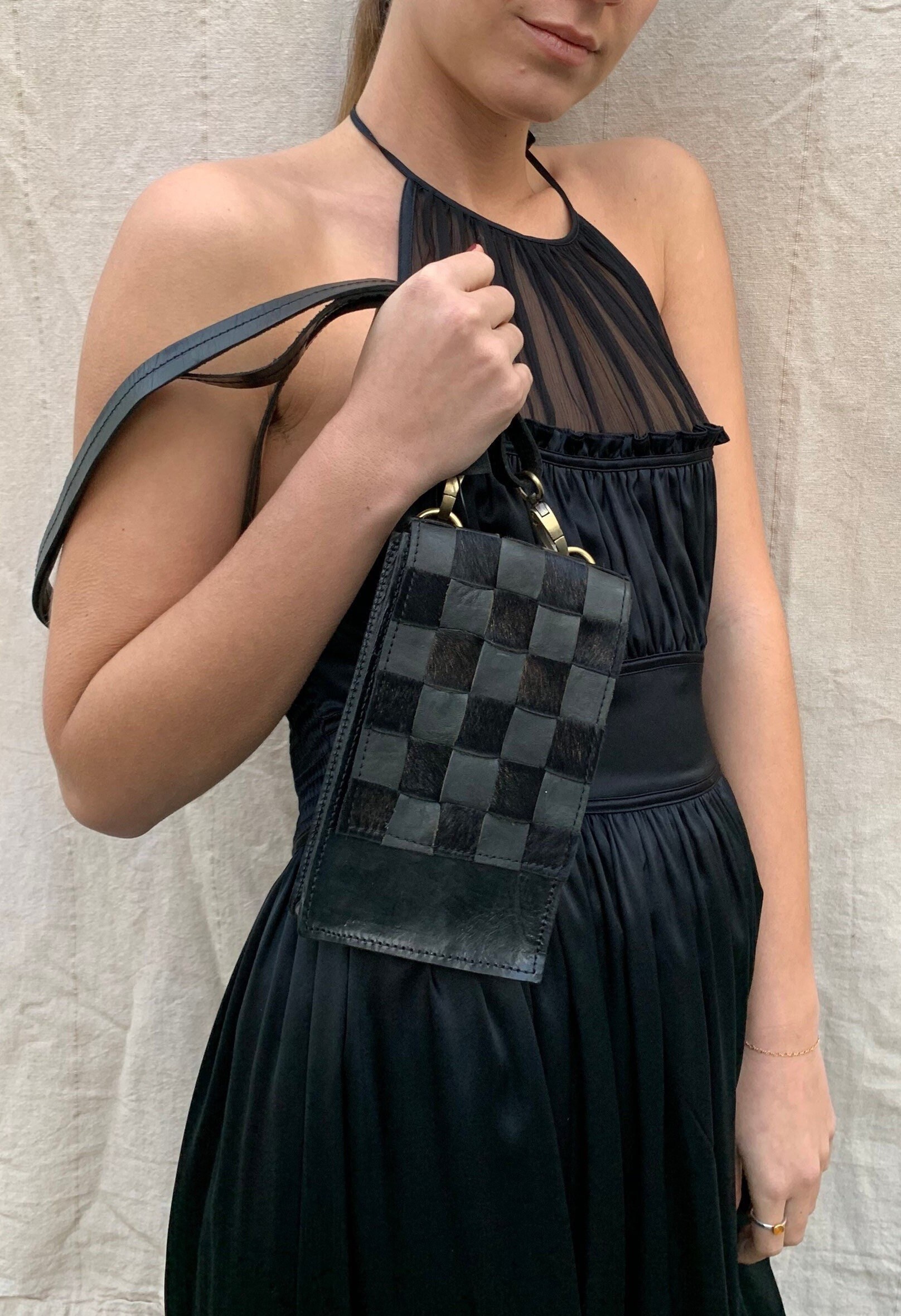 Checkers Mini Leather Flap-top Purse Handmade Women Small - Etsy