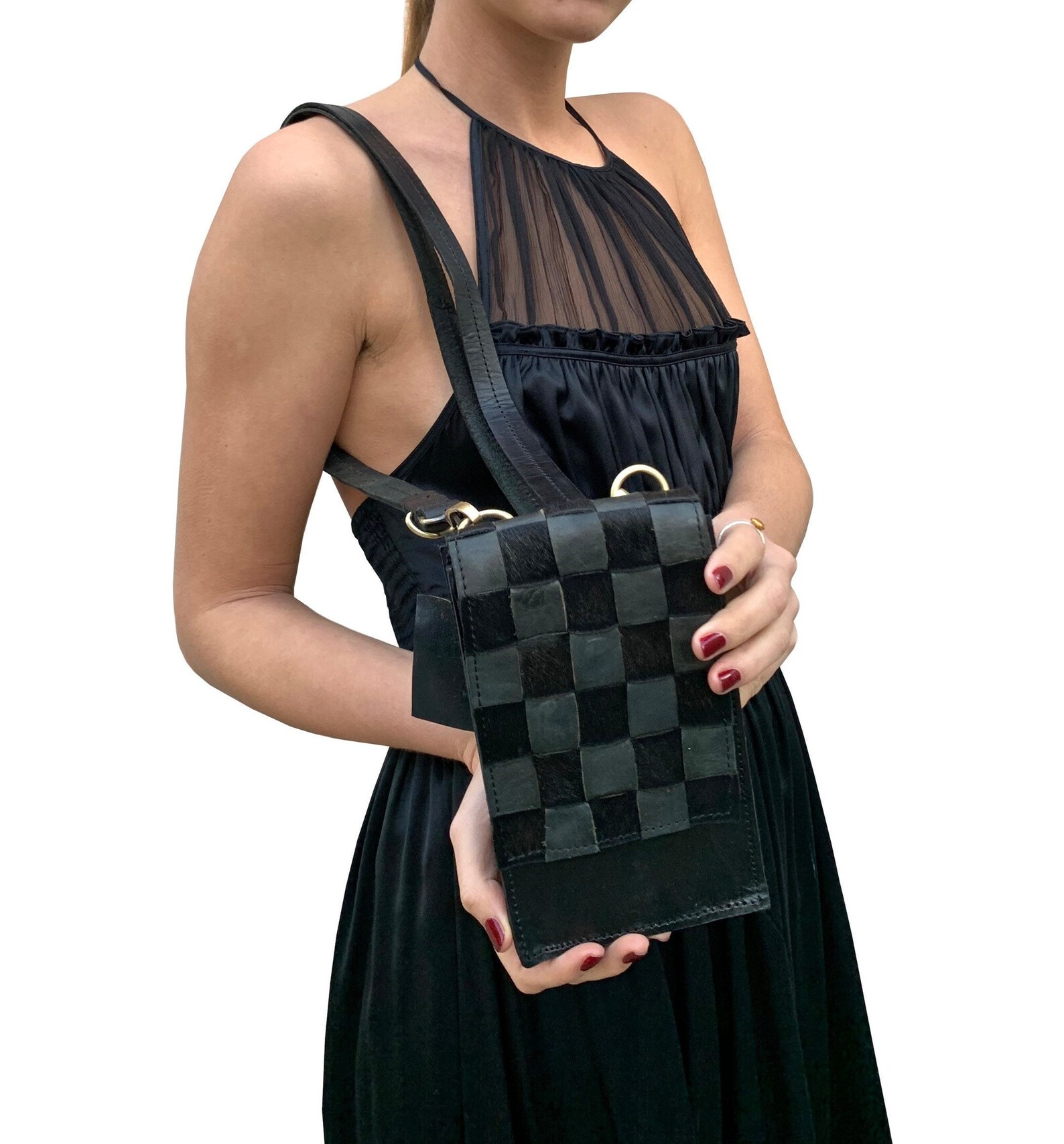 Checkers Mini Leather Flap-top Purse Handmade Women Small - Etsy