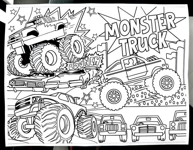 Monster Truck Color Page, Coloring Page, Monster Truck, Monster Truck ...