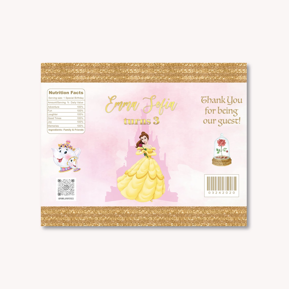 Beauty and the Beast, Belle, Belle Chip Bags, Chip Bag Template ...