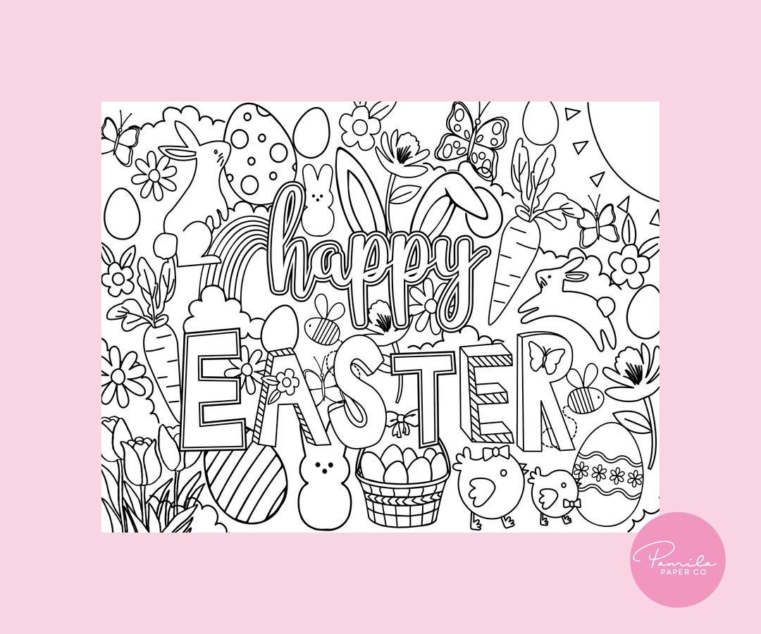 Easter Coloring Page, Coloring Page, Instant Download, Easter Activity ...