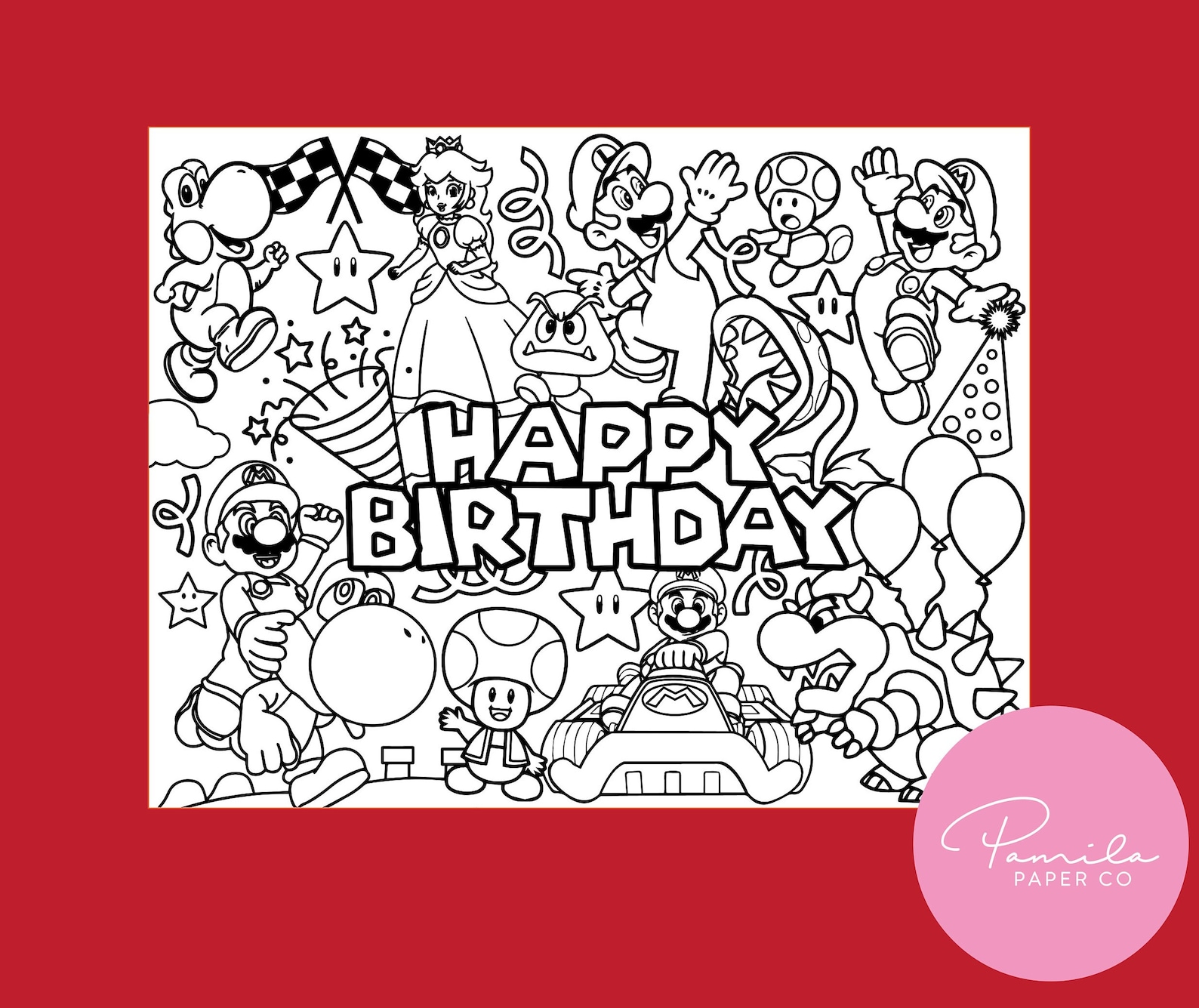 Super Mario Bros Color Page, Mario Bros, Coloring Page, Kids Activity ...