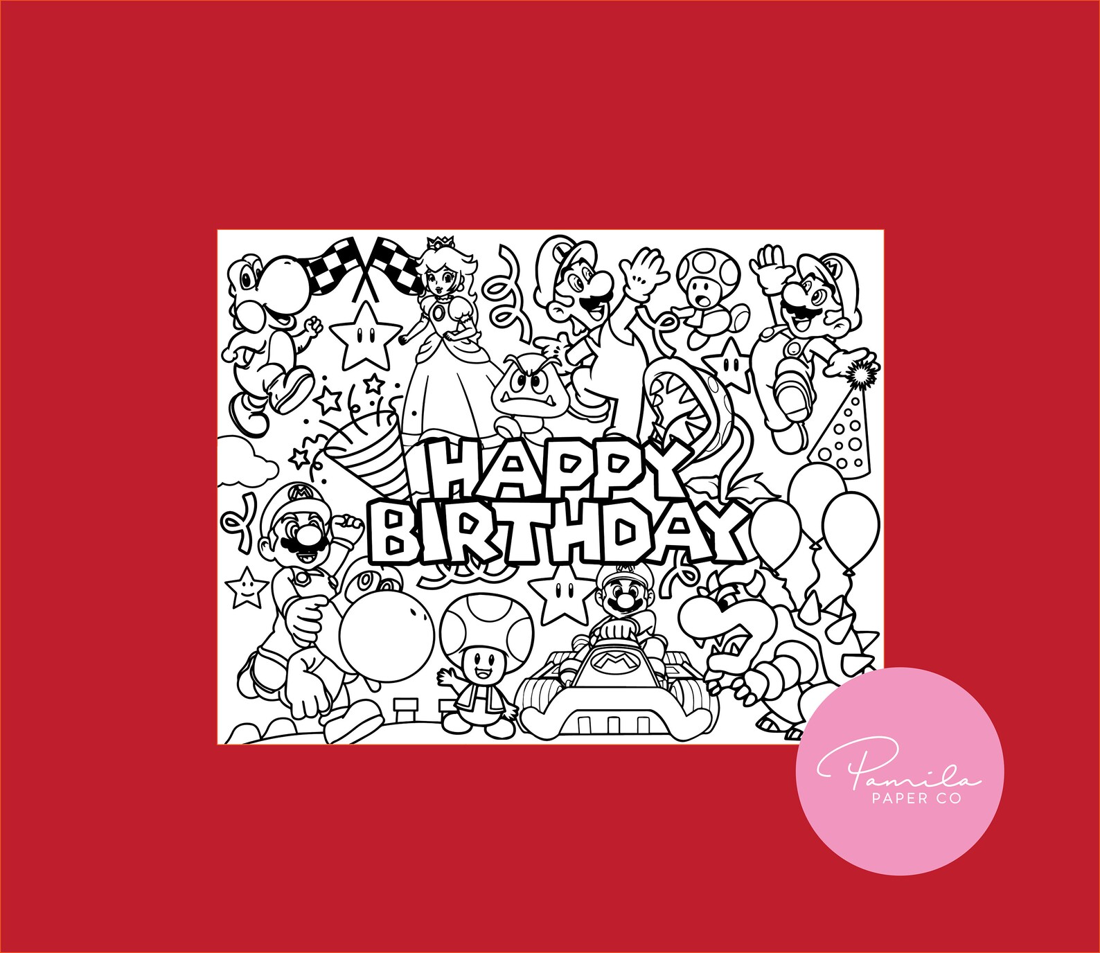 Super Mario Bros Color Page Mario Bros Coloring Page Kids - Etsy