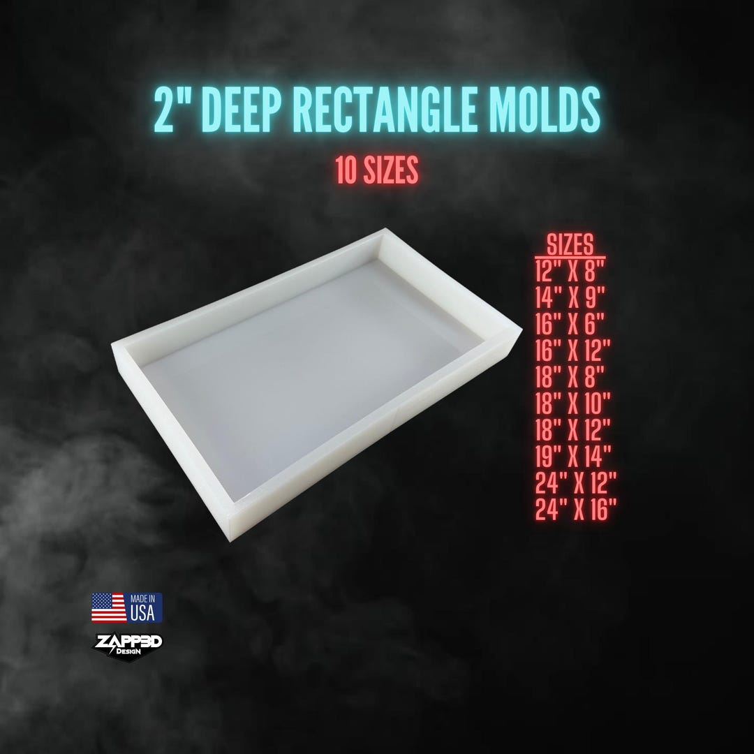 Deep Rectangle Molds, 2" Deep | 10 Sizes | Cheese Board Molds, Resin ...