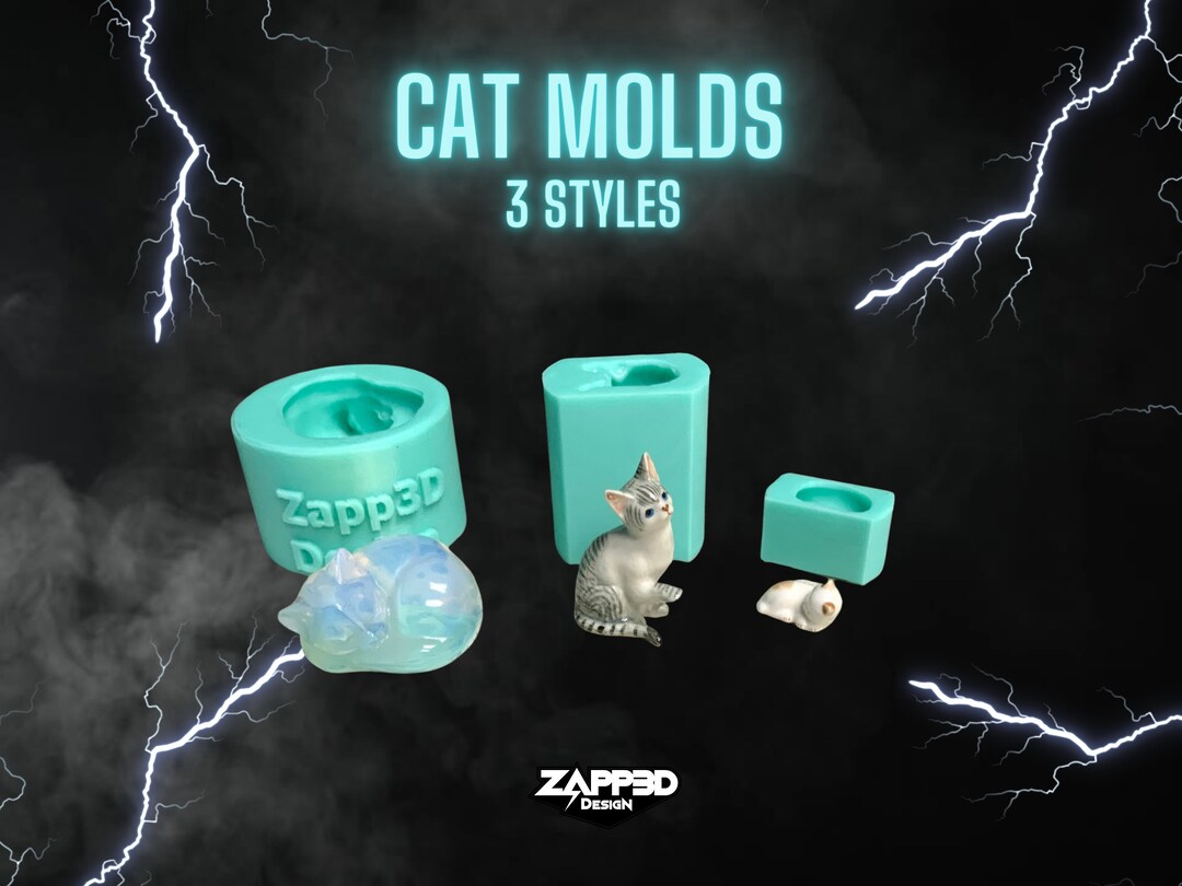 Cat Mold | 3 Styles | 3D Cat Mold, Kitty Mold, Animal Mold, 3D Animal ...