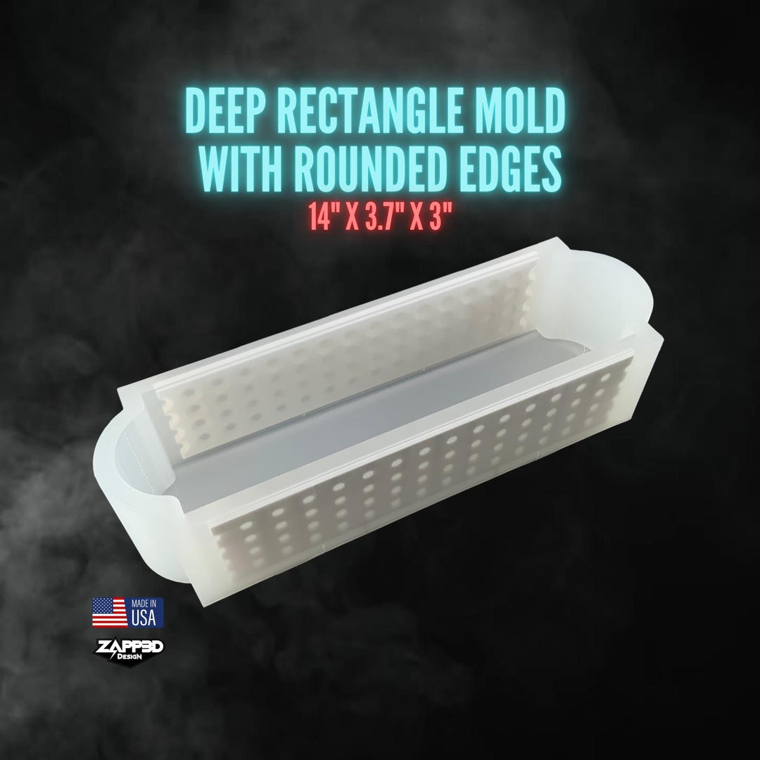 Deep Rectangle Silicone Mold With Rounded Ends | 14" X 3.7" X 3 ...