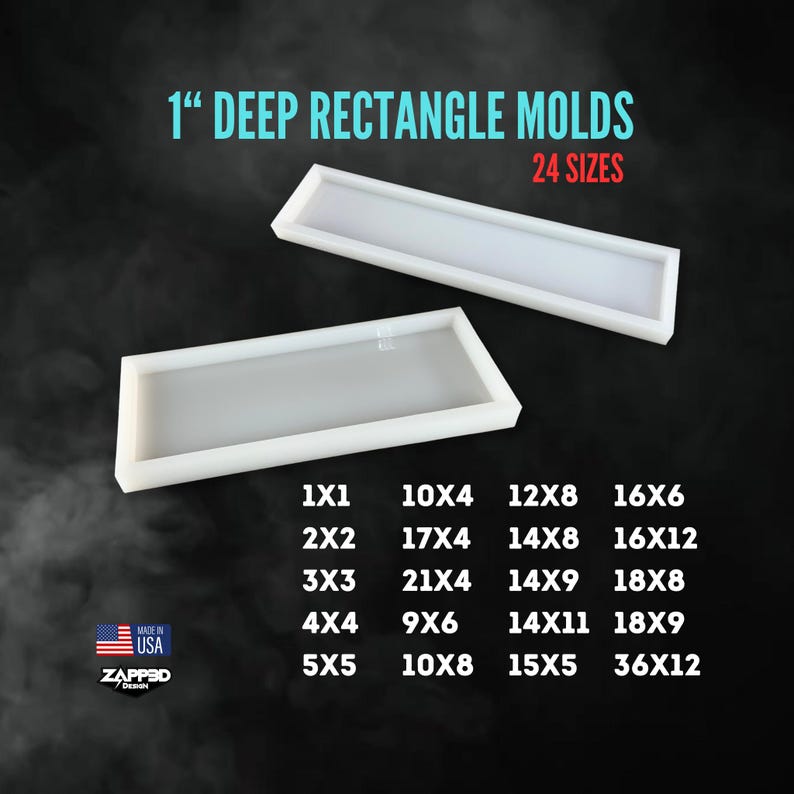 1" Deep Rectangle Silicone Mold | 24 SIZES | Coaster Mold, Floral ...