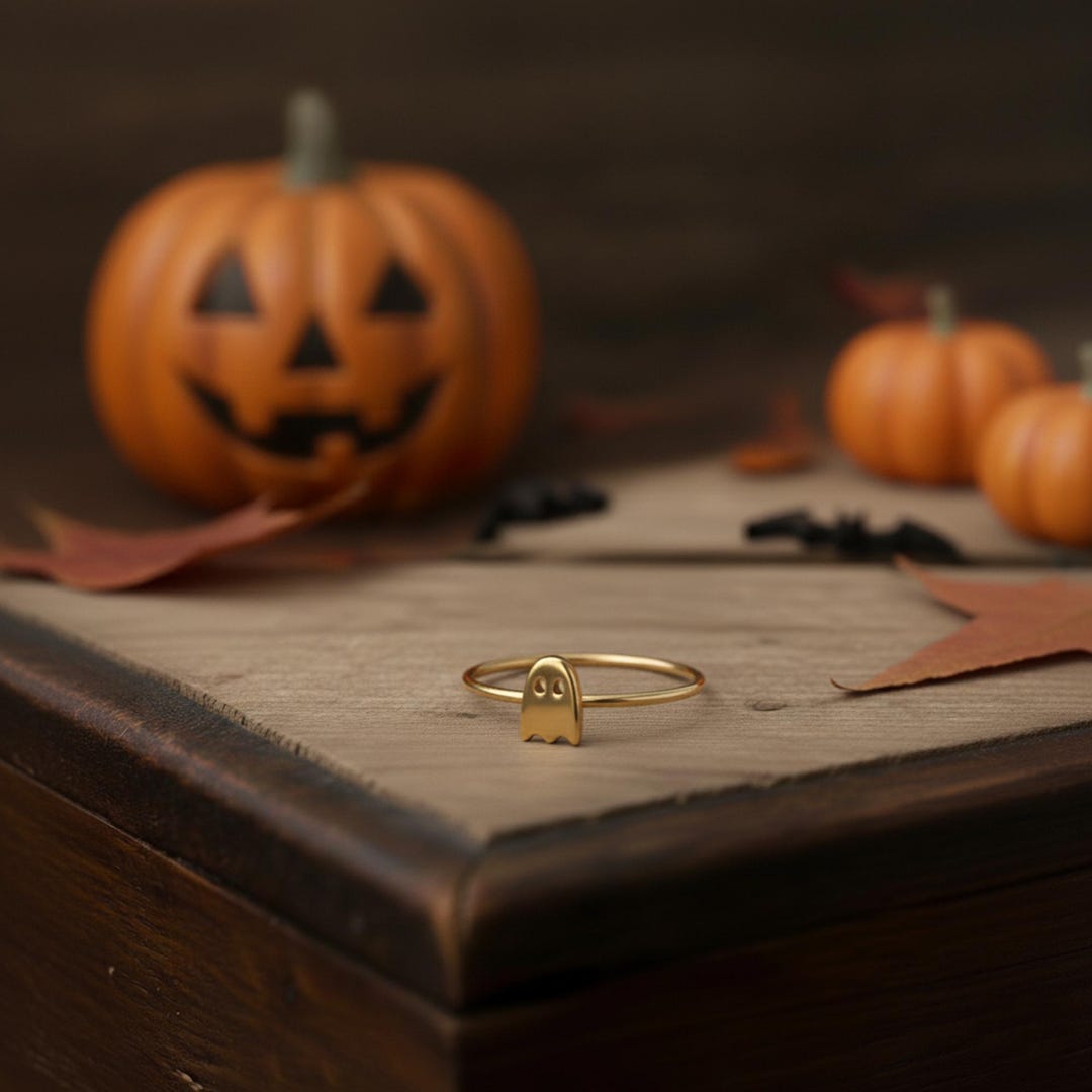 Dainty Halloween Ghost Ring, Cute Spooky Ghost Ring, Halloween Gift for ...