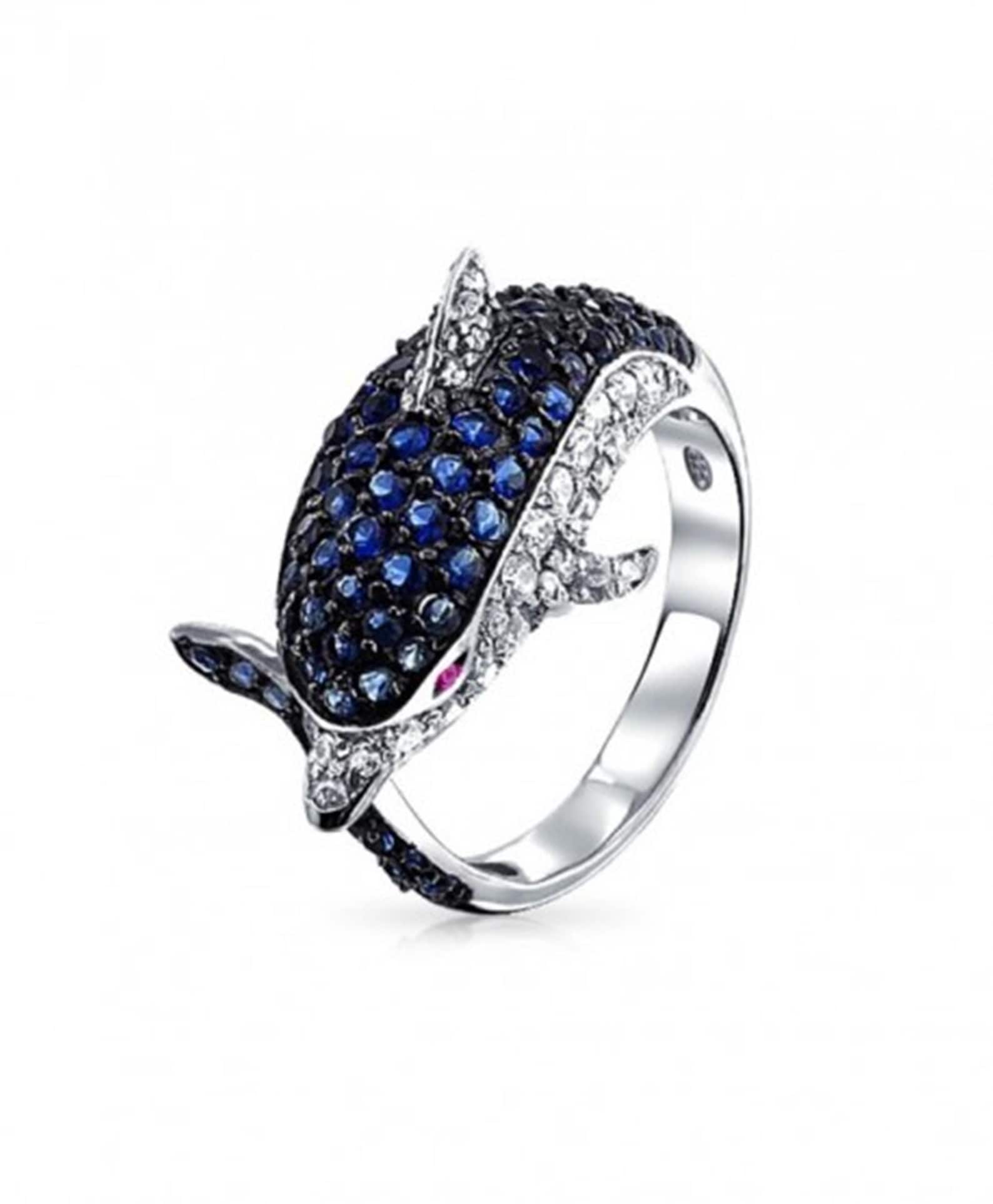 Sapphire "dolphin" Ring, Ocean Sea Jewelry, Animal Inspired Ring for ...