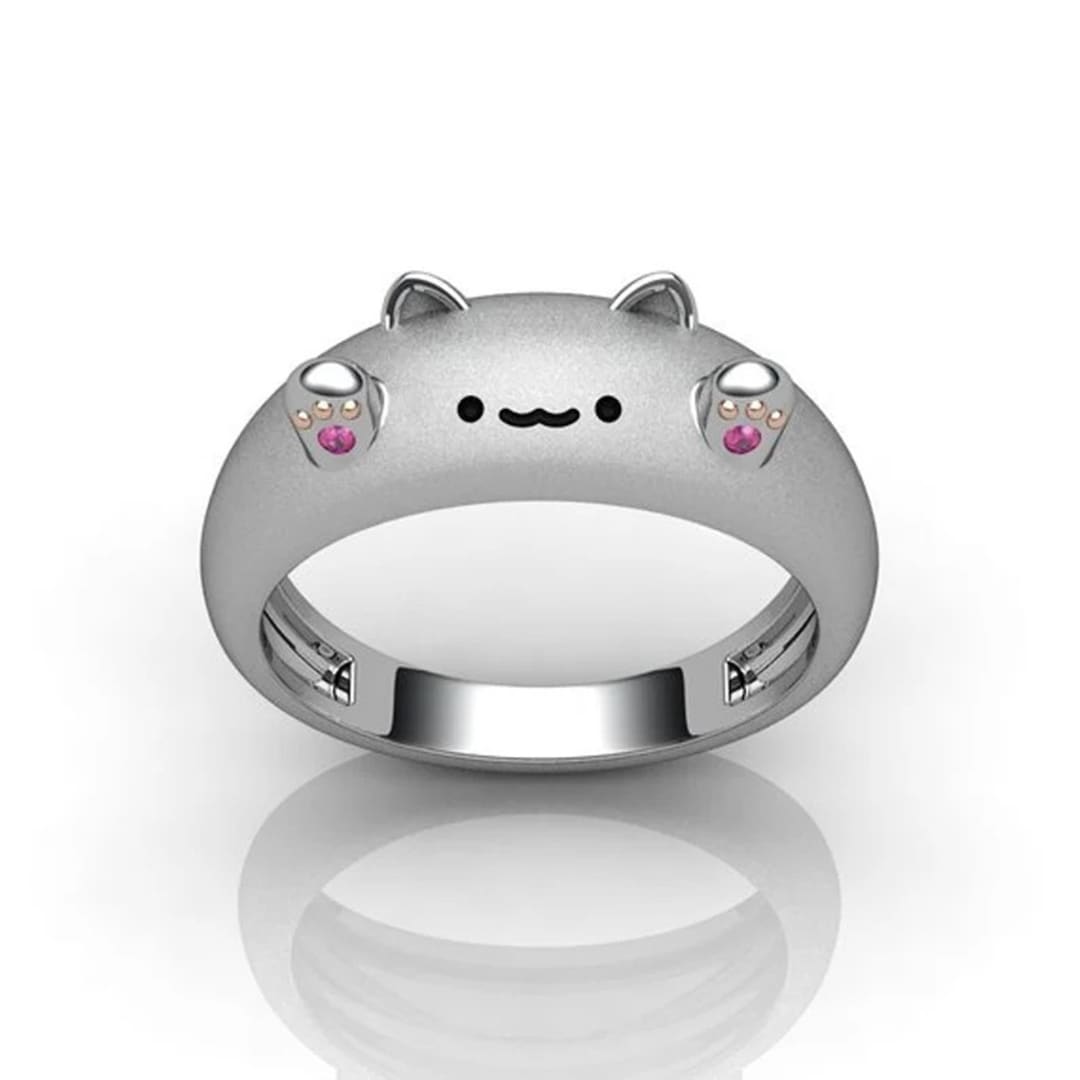 Bongo Cat Meme Ring / 925 Silver Diamond Ring for Her / Kid's Wear Ring ...