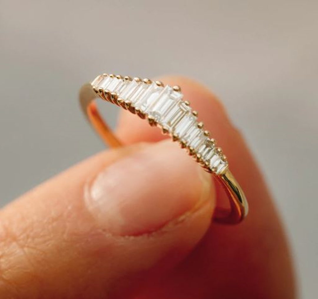 Baguette Cut CZ Stone Ring, Vertical Step Set Stone Ring, Birthday Gift ...