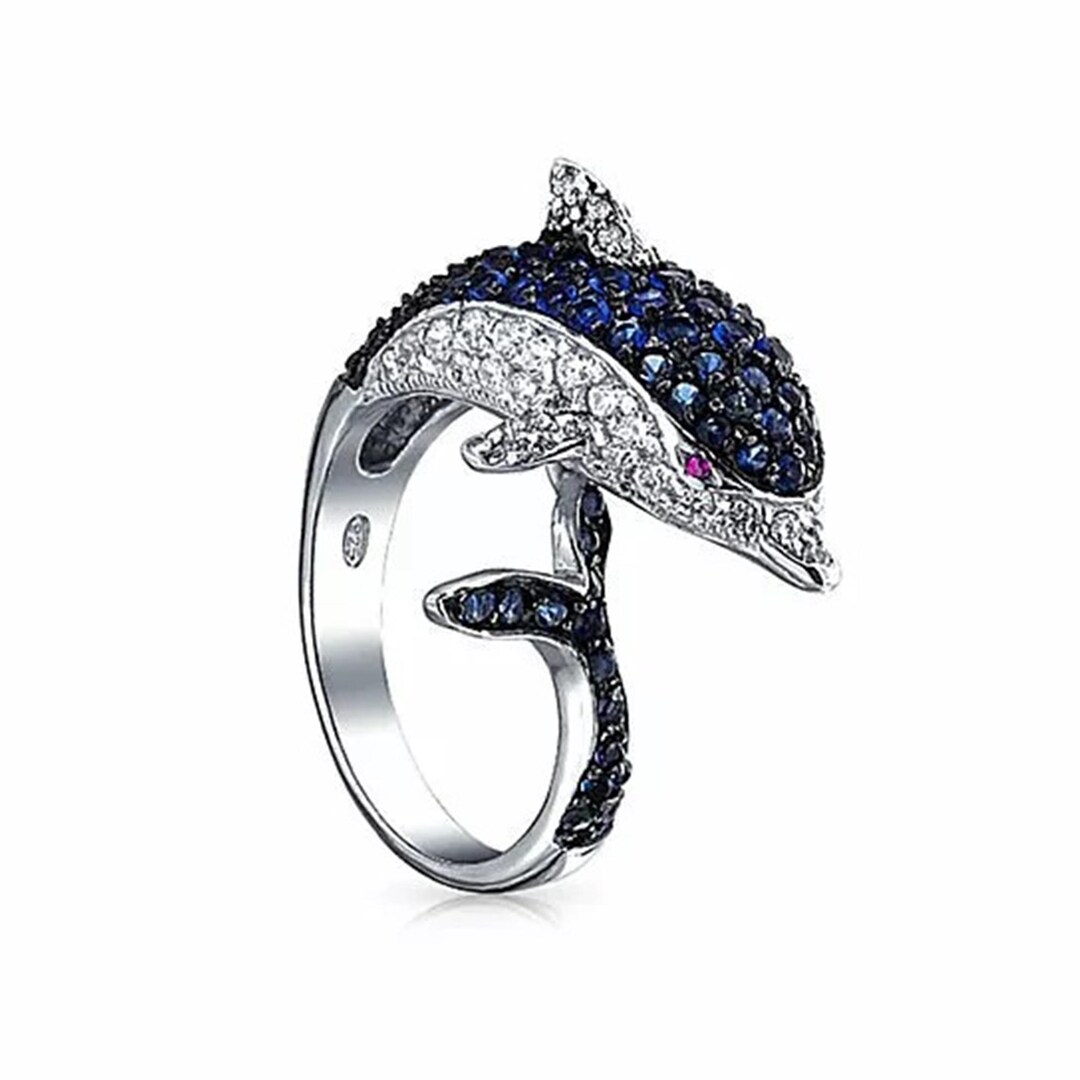 Sapphire "dolphin" Ring, Ocean Sea Jewelry, Animal Inspired Ring for ...