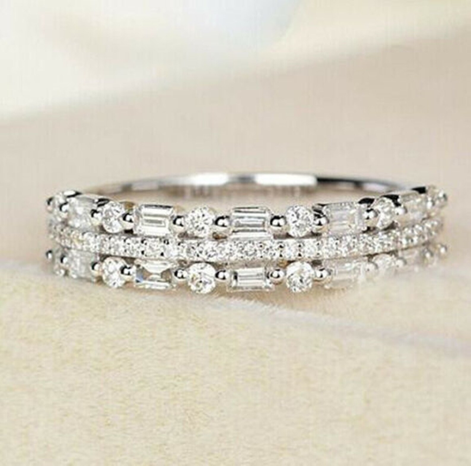 Dainty Diamond Band for Her / Proposal Band / Delicate Band / Round ...