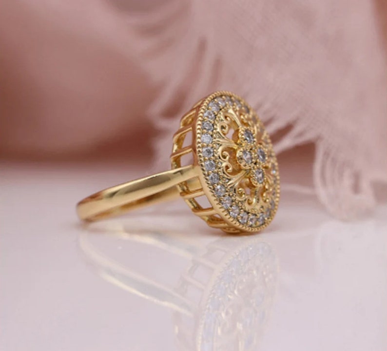 Open Work Filigree Set 14k Yellow Gold Ring / Milgrain Set - Etsy