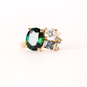 Multi Color Stone Ring / Gemstone Multi Shape Diamond Ring / Engagement ...