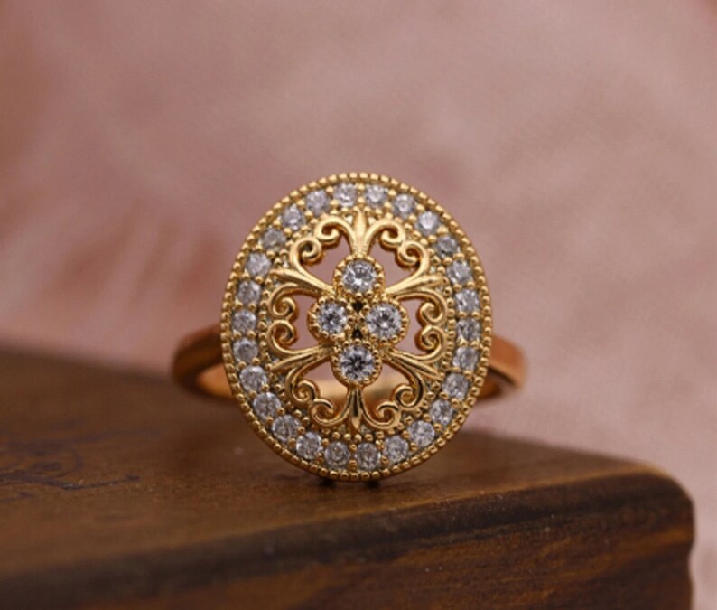 Open Work Filigree Set 14k Yellow Gold Ring / Milgrain Set - Etsy