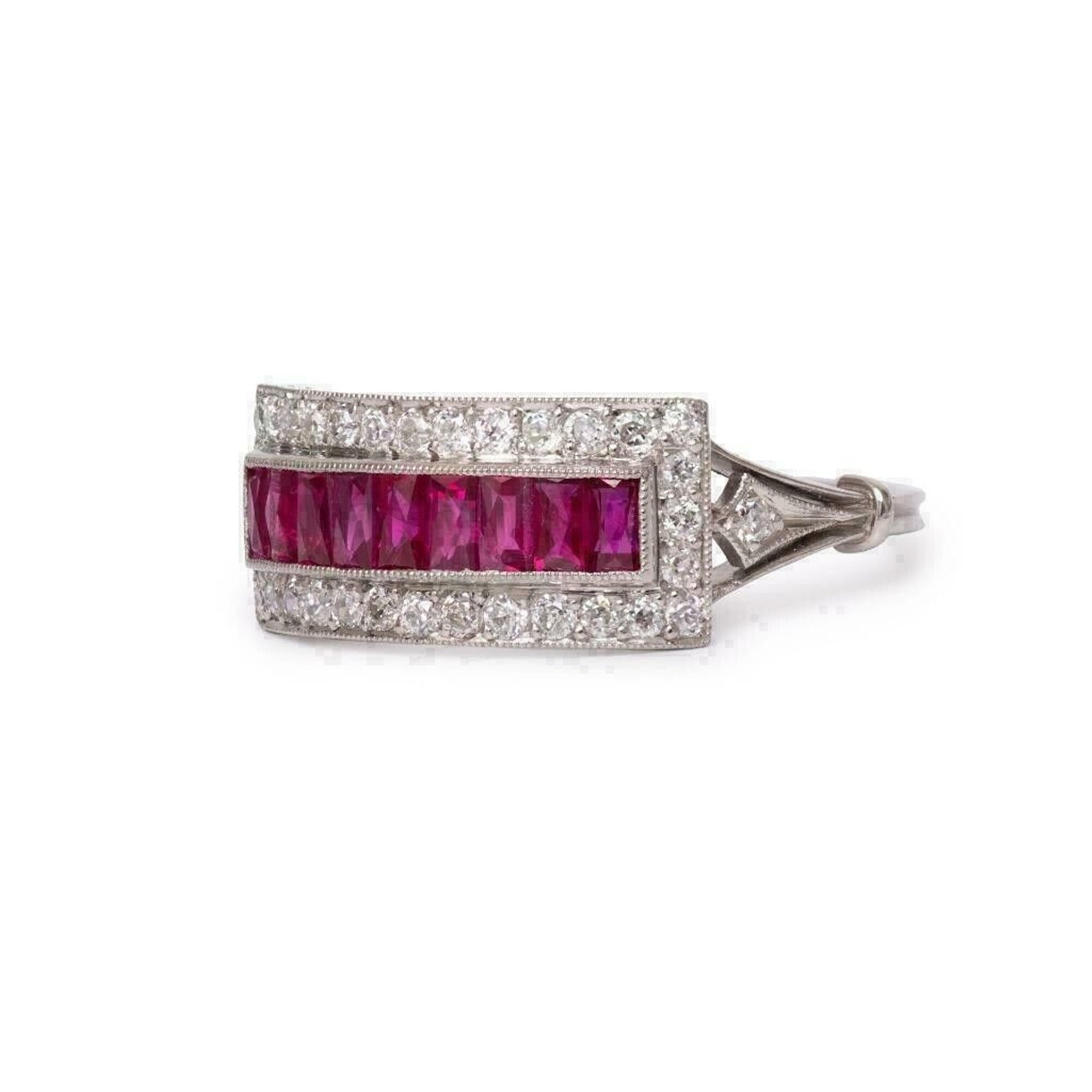 Pink Ruby Baguette Cut CZ Stone Wedding Ring for Women, Antique Art ...