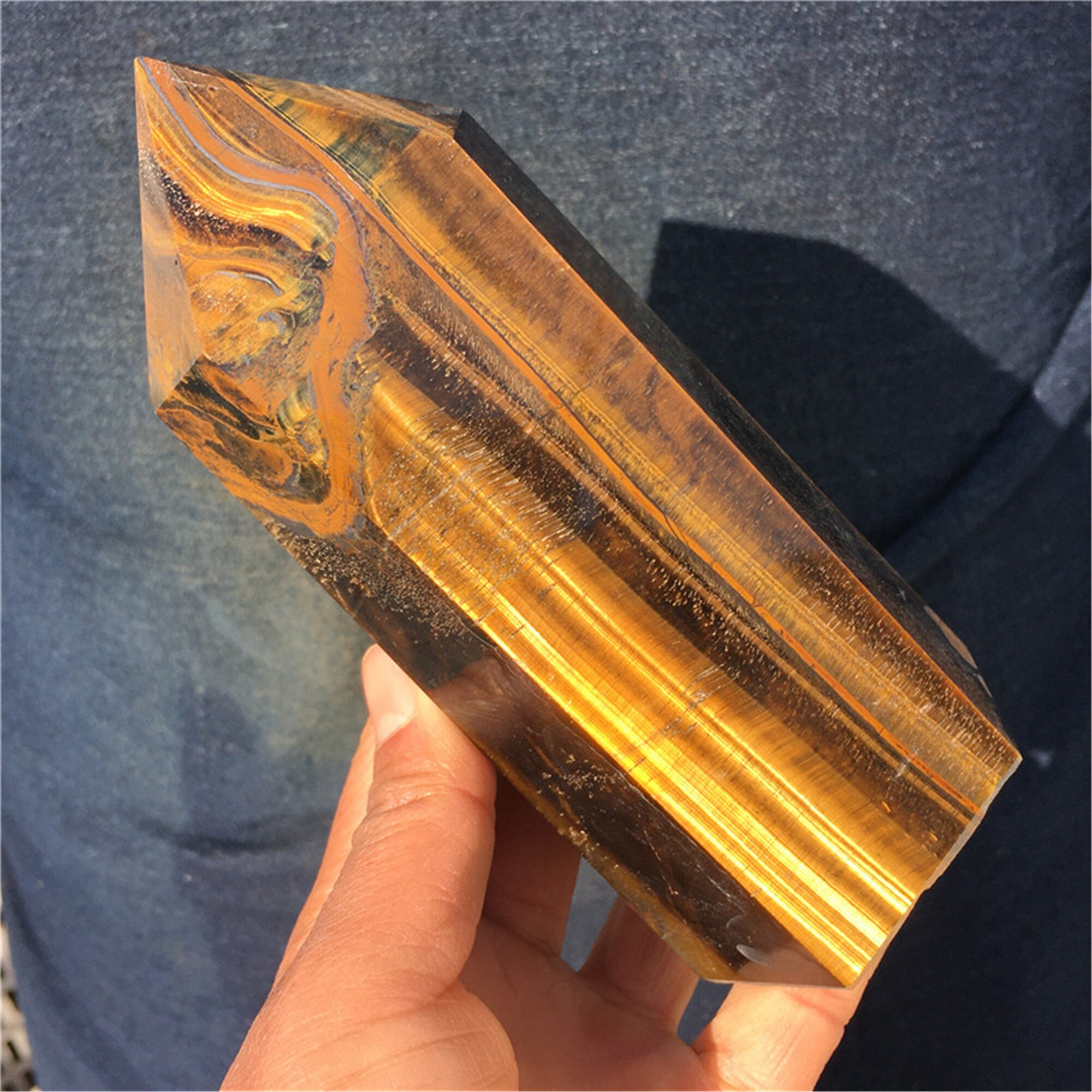 1.54LB Natural Yellow Tiger Eye Quartz Crystal ObeliskCrystal | Etsy