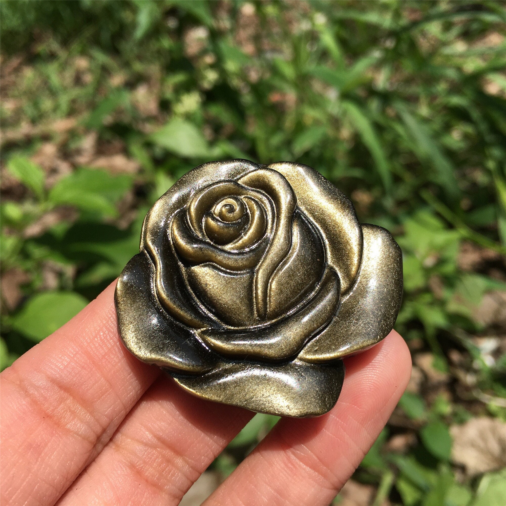 1PC Natural Gold Obsidian Rose Flowerquartz Rose - Etsy UK