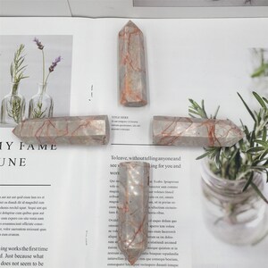 1PC Natural Red Network Stone Quartz Crystal Obelisk,crystal Tower ...