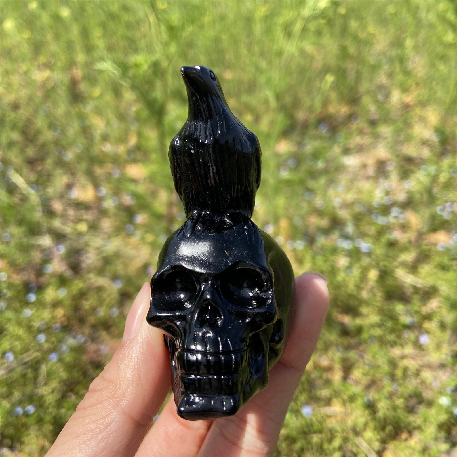 1PC Natural Obsidian Bird Skullquartz Crystal Bird - Etsy