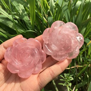 1PC Natural Rose Quartz Flower,quartz Crystal Flower,plant Sculpture ...