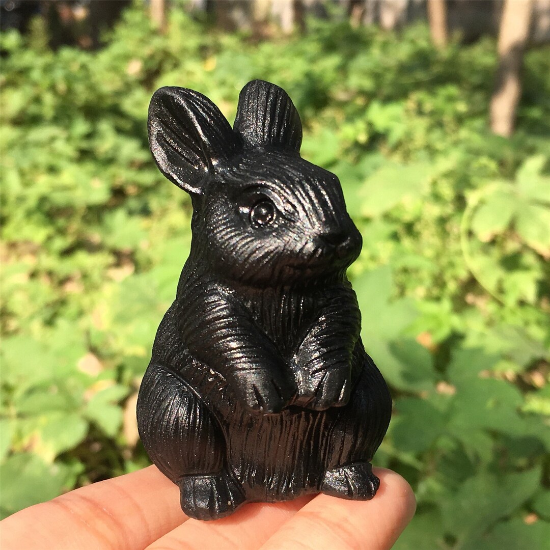 1pc Natural Obsidian Rabbit,quartz Crystal Rabbit,quartz Crystal ...