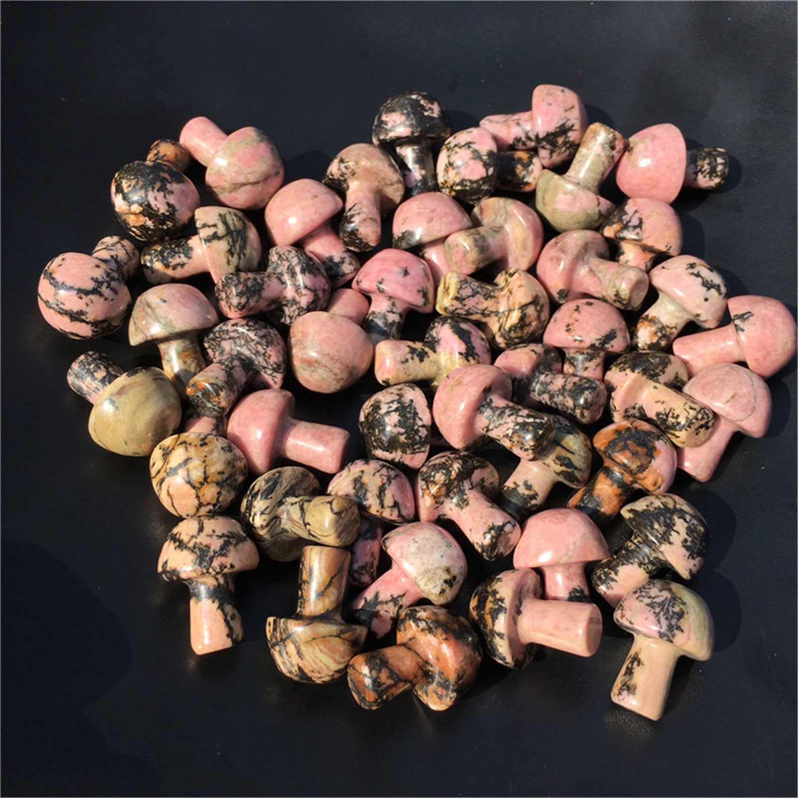 10pcs Natural Rhodonite Mushroom Carved Quartz Crystal - Etsy