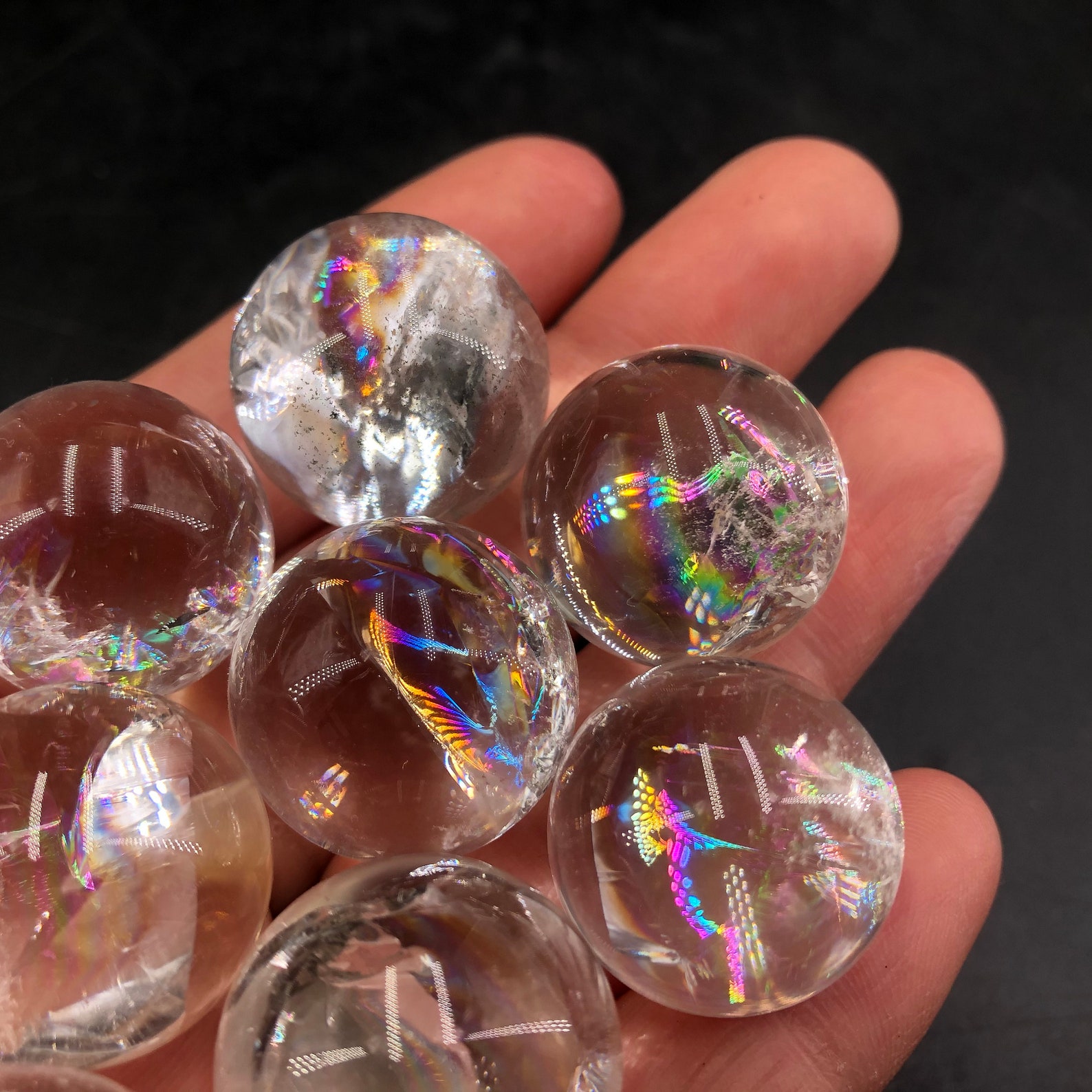 10PCS Natural Clear Quartz Crystal Sphere Rainbow Crystal | Etsy