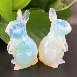 1pc Hand Carving Opalite Rabbit,quartz Crystal Rabbit,mineral Specimen ...