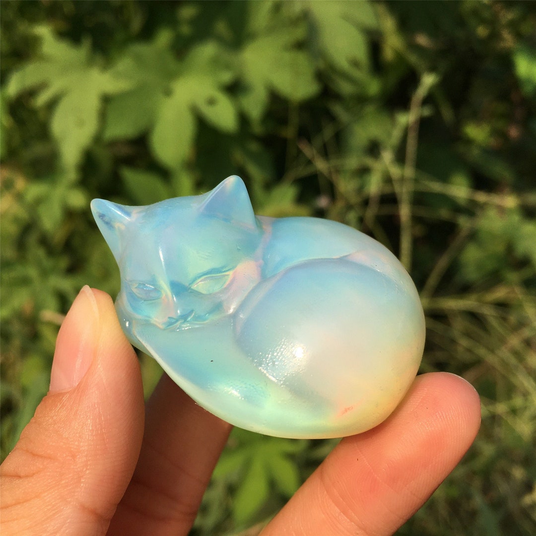 1PC Opalite Cat,quartz Crystal Cat,home Decoration,reiki Healing,rock ...