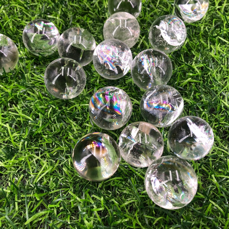 10PCS Natural Clear Quartz Crystal Sphere Rainbow Crystal - Etsy