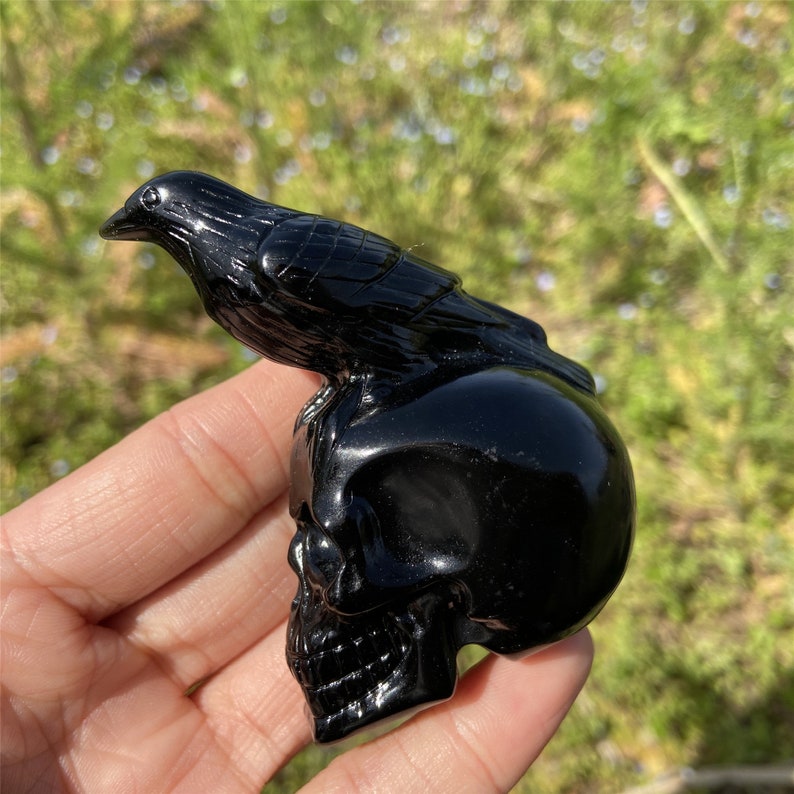 1PC Natural Obsidian Bird Skullquartz Crystal Bird - Etsy