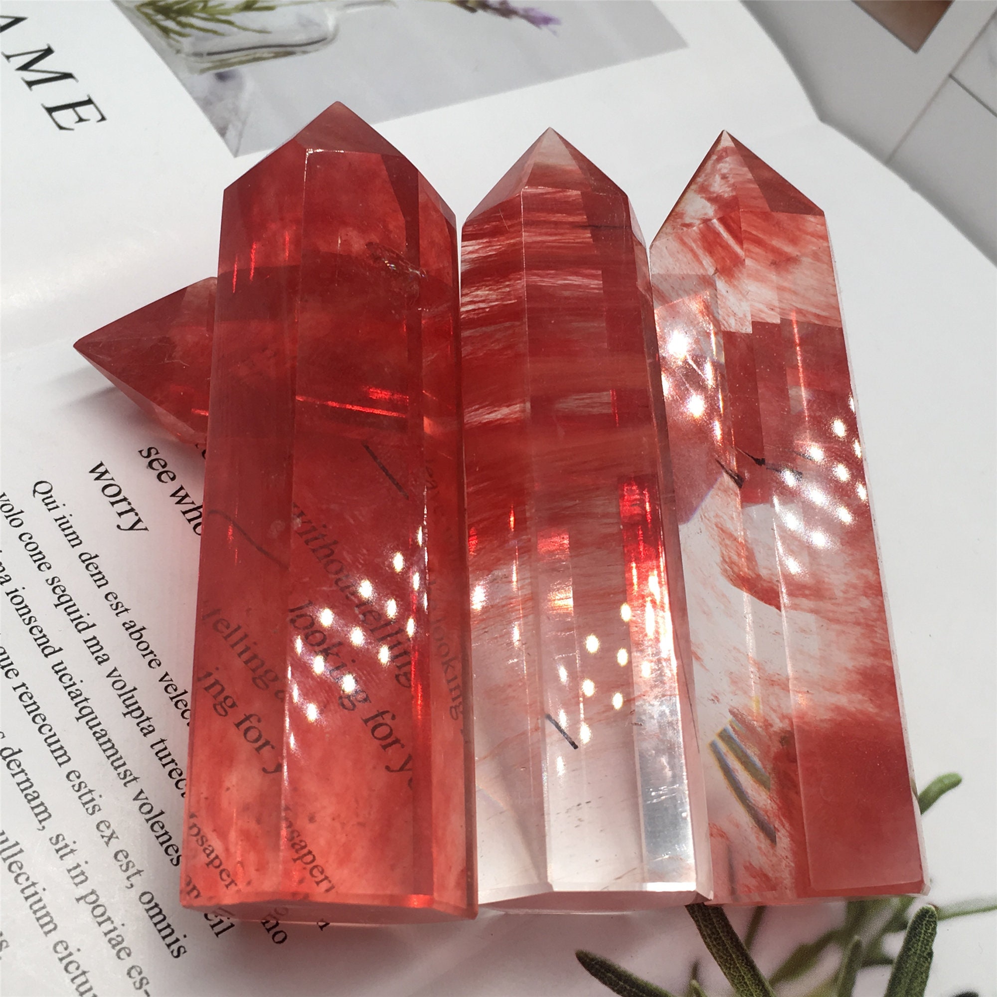 1PC Red Smelting Quartz Crystal ObeliskQuartz Crystal | Etsy