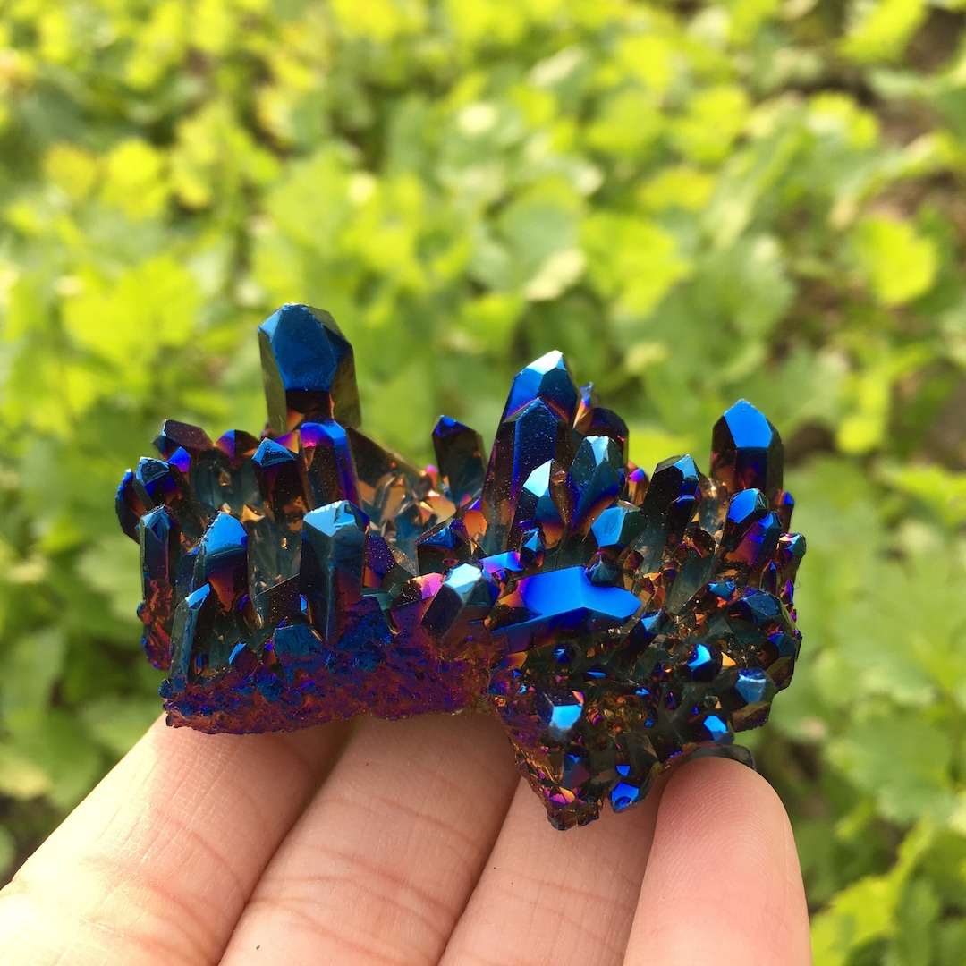 Buy 1PC Natural Blue Titanium Rainbow Cluster,quartz Cluster,crystal ...