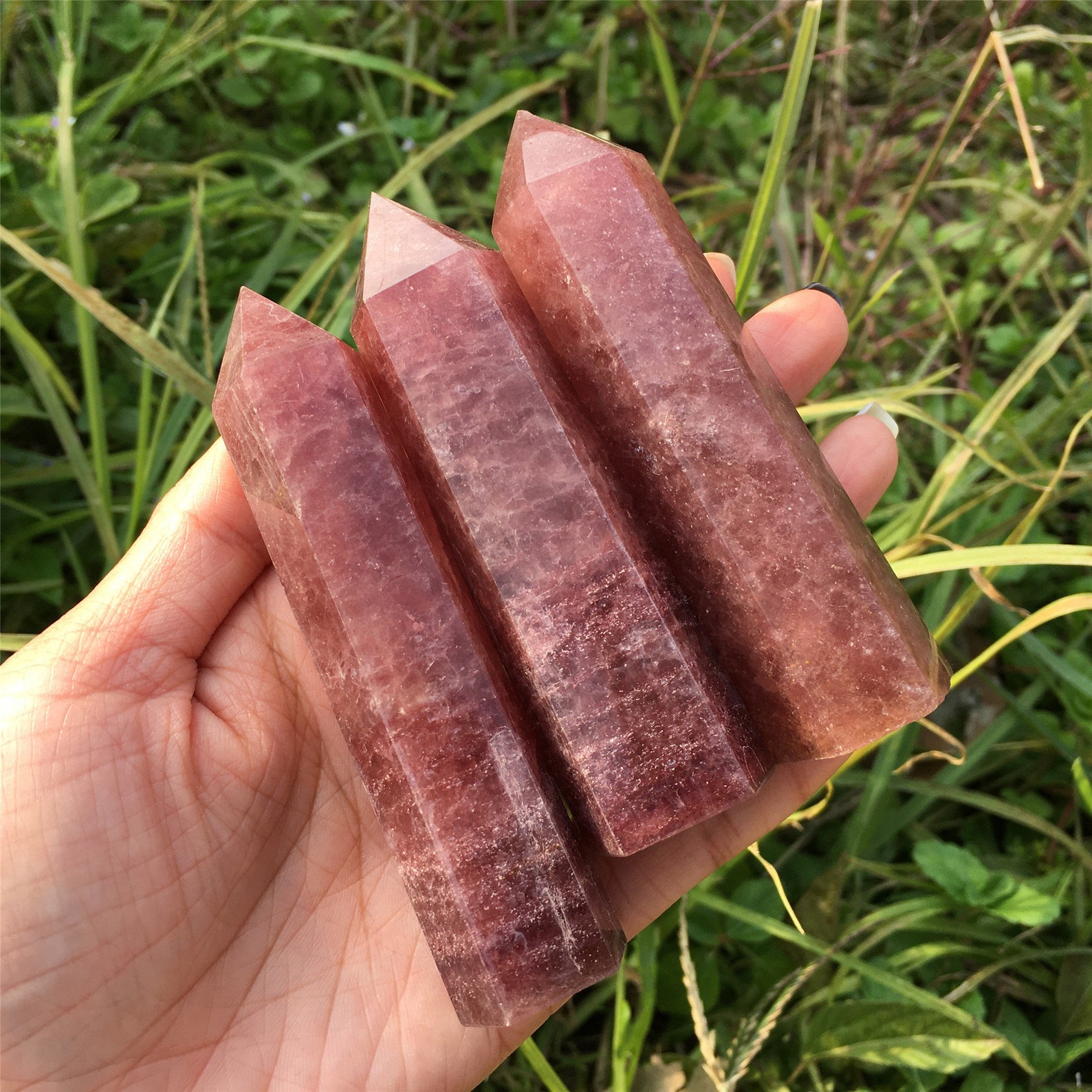 1PC Natural Strawberry Crystal Obelisk,quartz Tower,crystal Point Wand ...