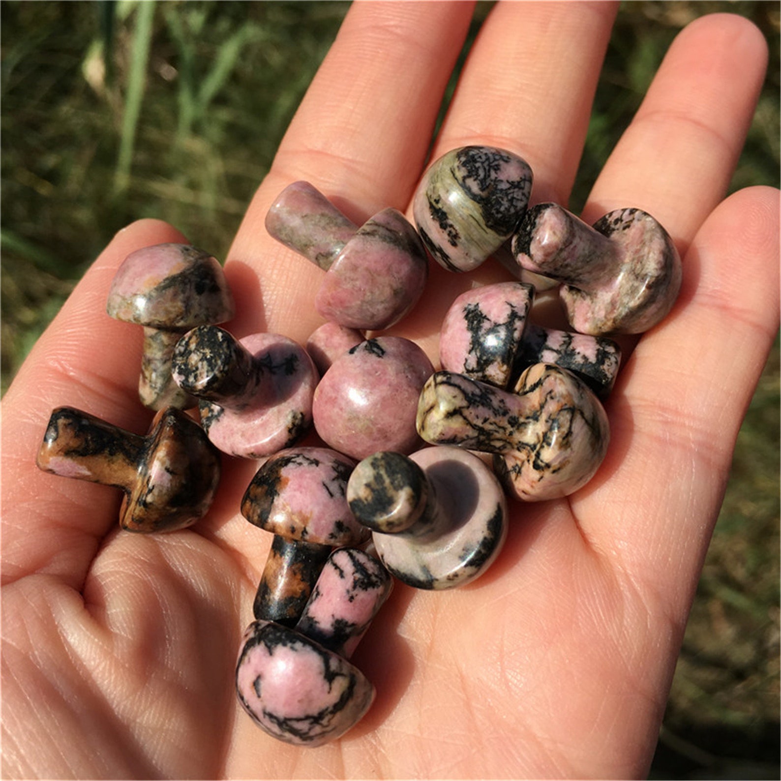 10pcs Natural Rhodonite Mushroom Carved Quartz Crystal - Etsy