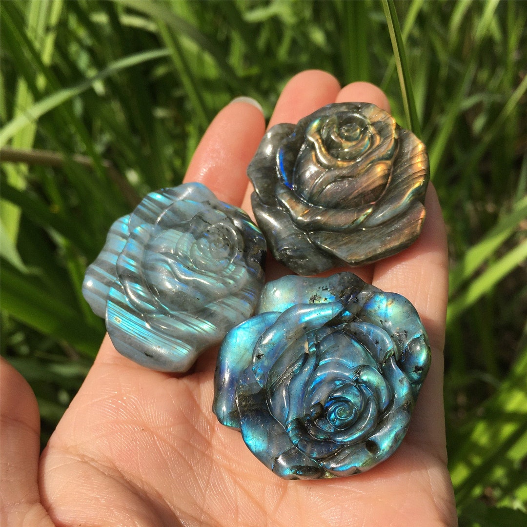 2pcs Natural Labradorite Rose Flower,quartz Rose Flower,crystal Pendant ...