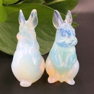 1pc Hand Carving Opalite Rabbit,quartz Crystal Rabbit,mineral Specimen ...