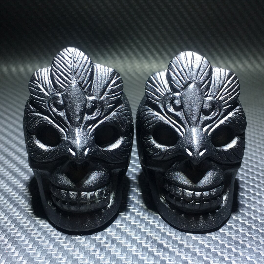 1PC Natural Obsidian Skull,hand Carved Quartz Crystal Mask Skull,rock ...