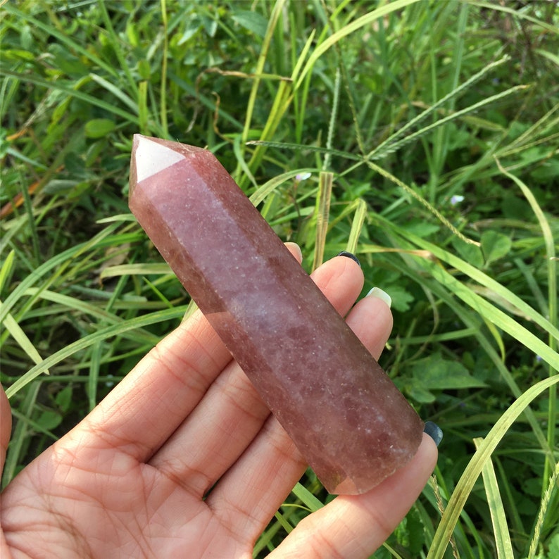1PC Natural Strawberry Crystal Obeliskquartz Towercrystal - Etsy