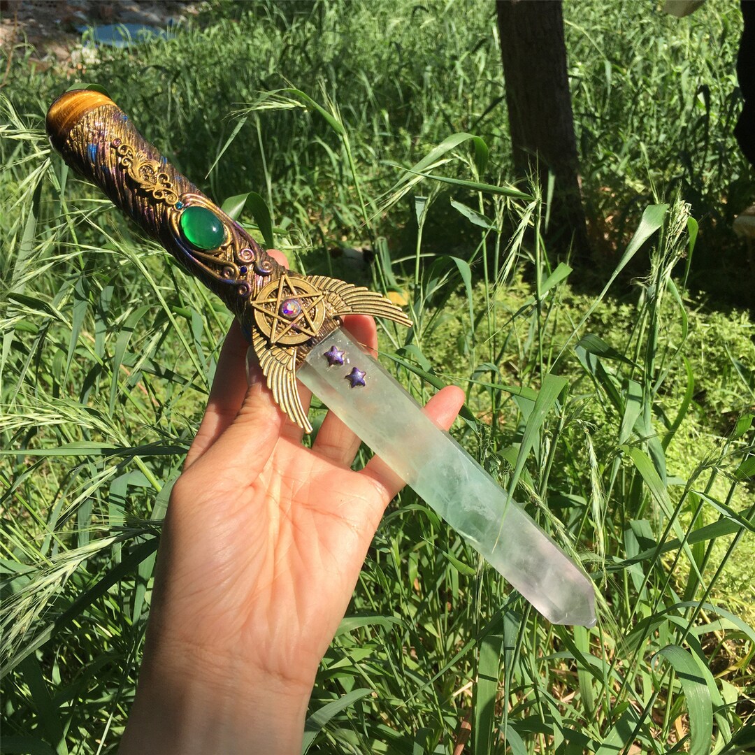 1PC Natural Quartz Crystal Sceptre,tiger Eye Jasper Sphere,green ...